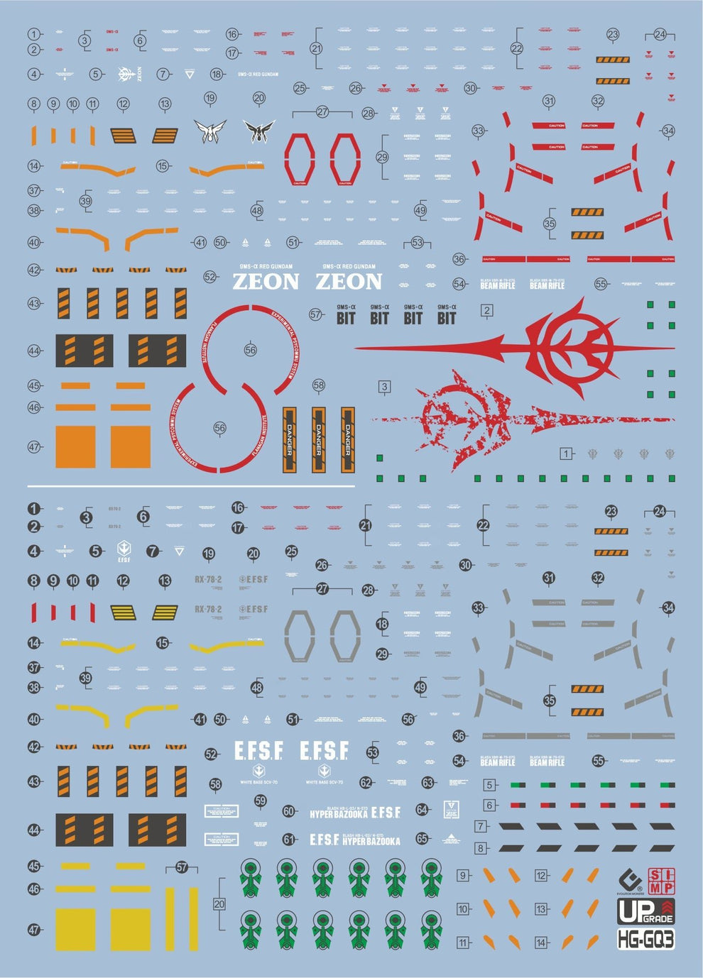 HG 1/144 Red Gundam HD Fluorescent Waterslide Decals - Takara Model Studio