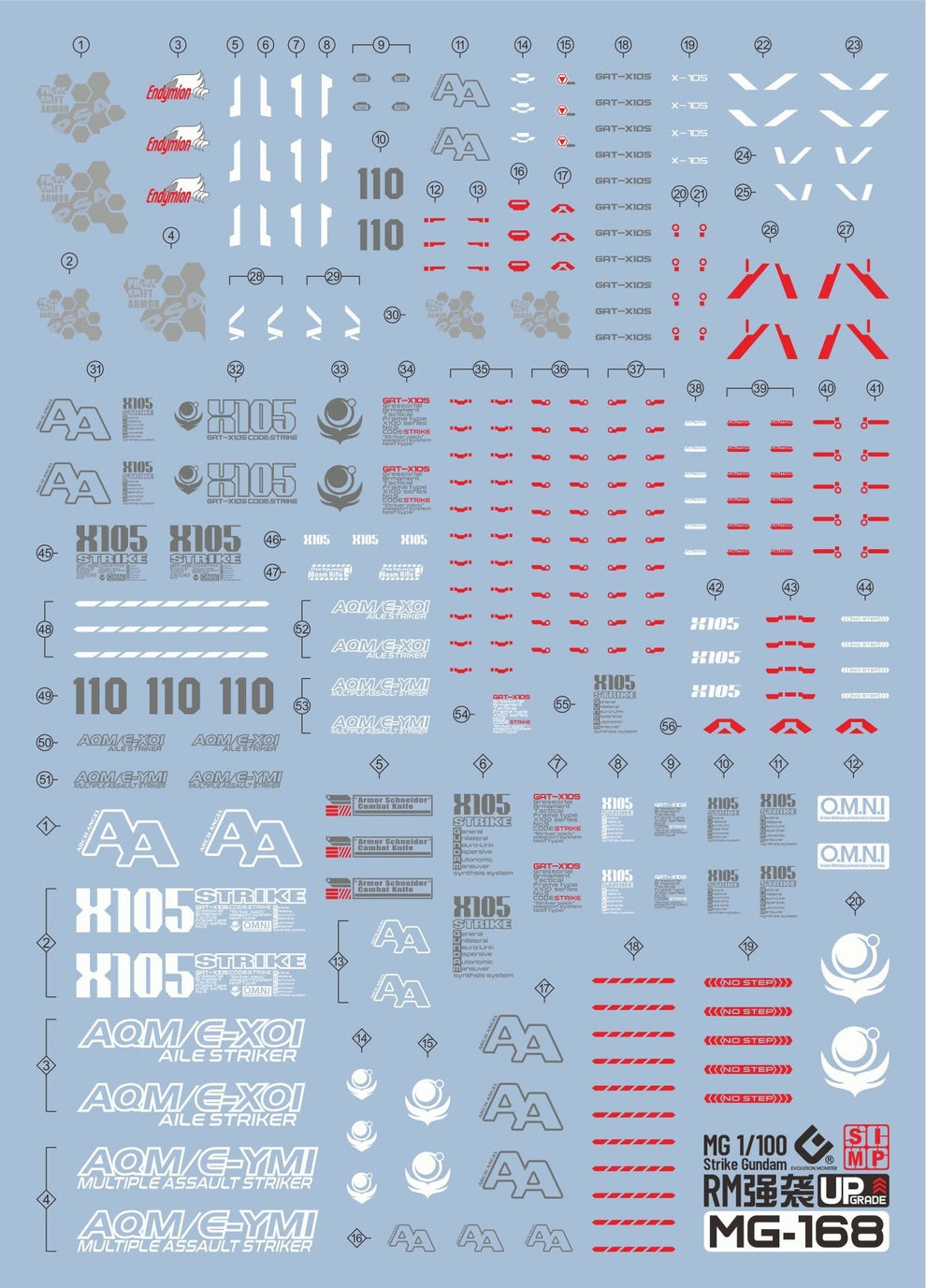 MG 1/100 Aile Strike Gundam HD Fluorescent Waterslide Decals – Takara ...