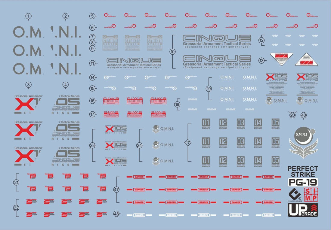 PG 1/60 Perfect Strike Gundam Fluorescent Waterslide Decals – Takara ...