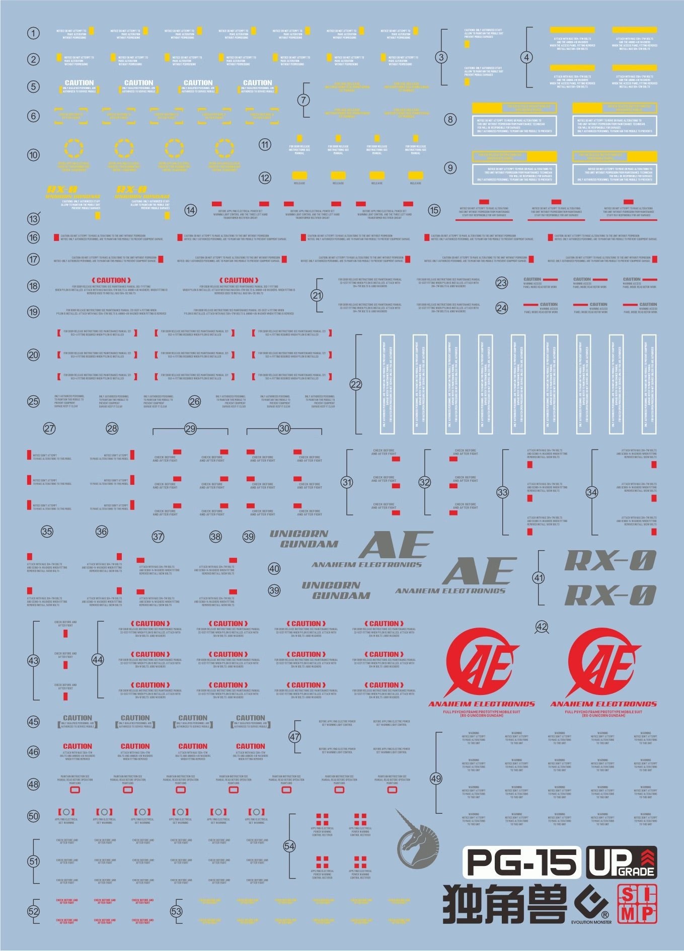 1/60 Scale Gunpla Decals — PG & PGU Waterslide Decals | Takara Model ...